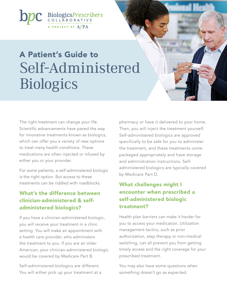 A Patient's Guide to Self-Administered Biologics - Biologics Prescribers Collaborative